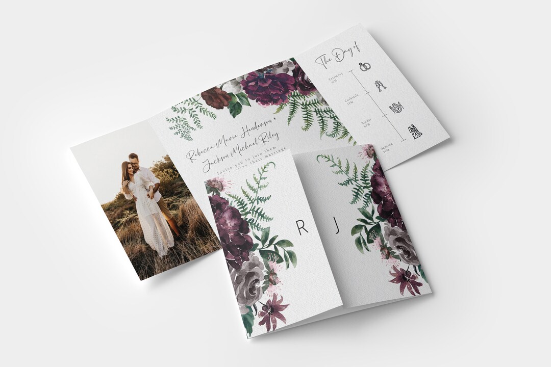Gate Fold Wedding Invitation, Folded Wedding Invitation, Unique Wedding ...