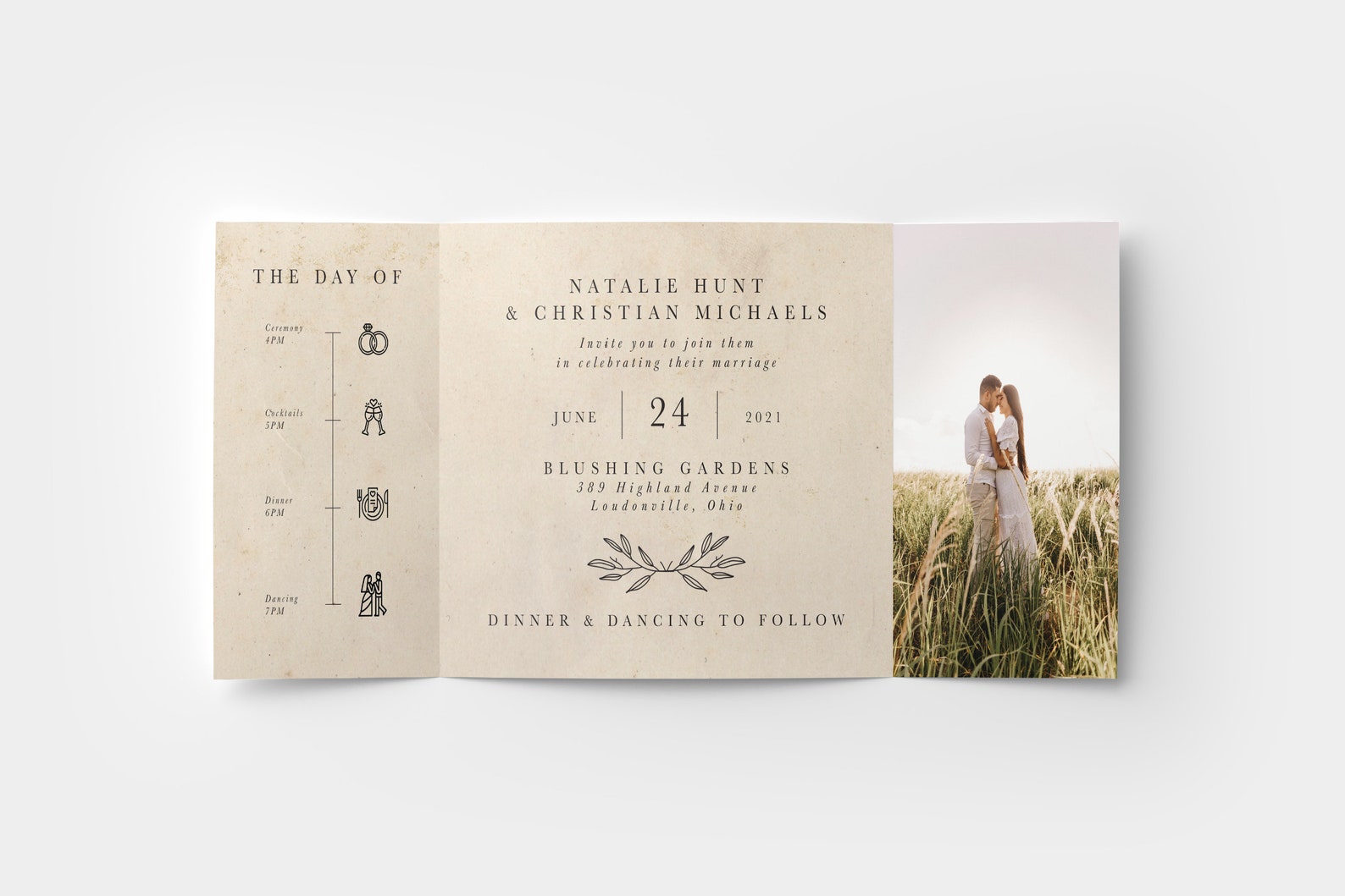 Gate Fold Wedding Invitation Folded Wedding Invitation | Etsy