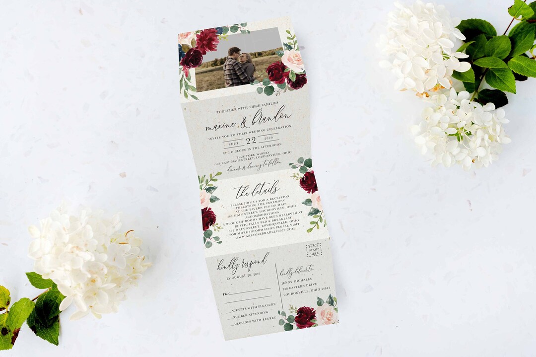 Tri Folding Wedding Invitation, Tri Fold Invite, Photo Wedding ...