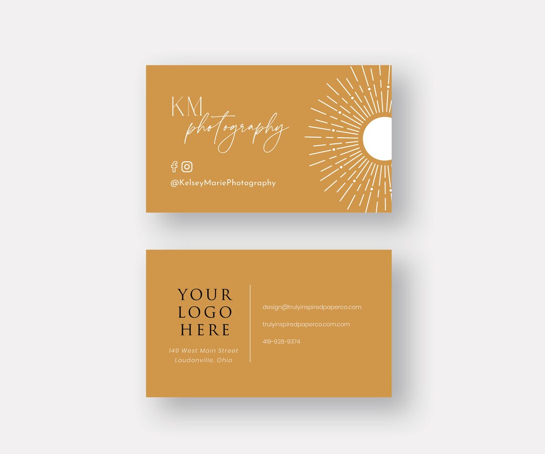 Business Cards, Boho, Sunshine, Sun Rays, Business Card, Fun, Modern ...