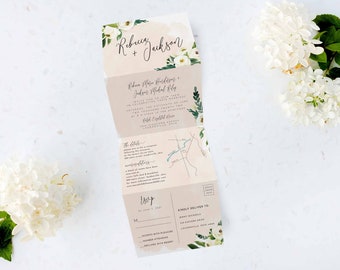 Tri Folding Wedding Invitation Tri Fold Invite Minimal | Etsy