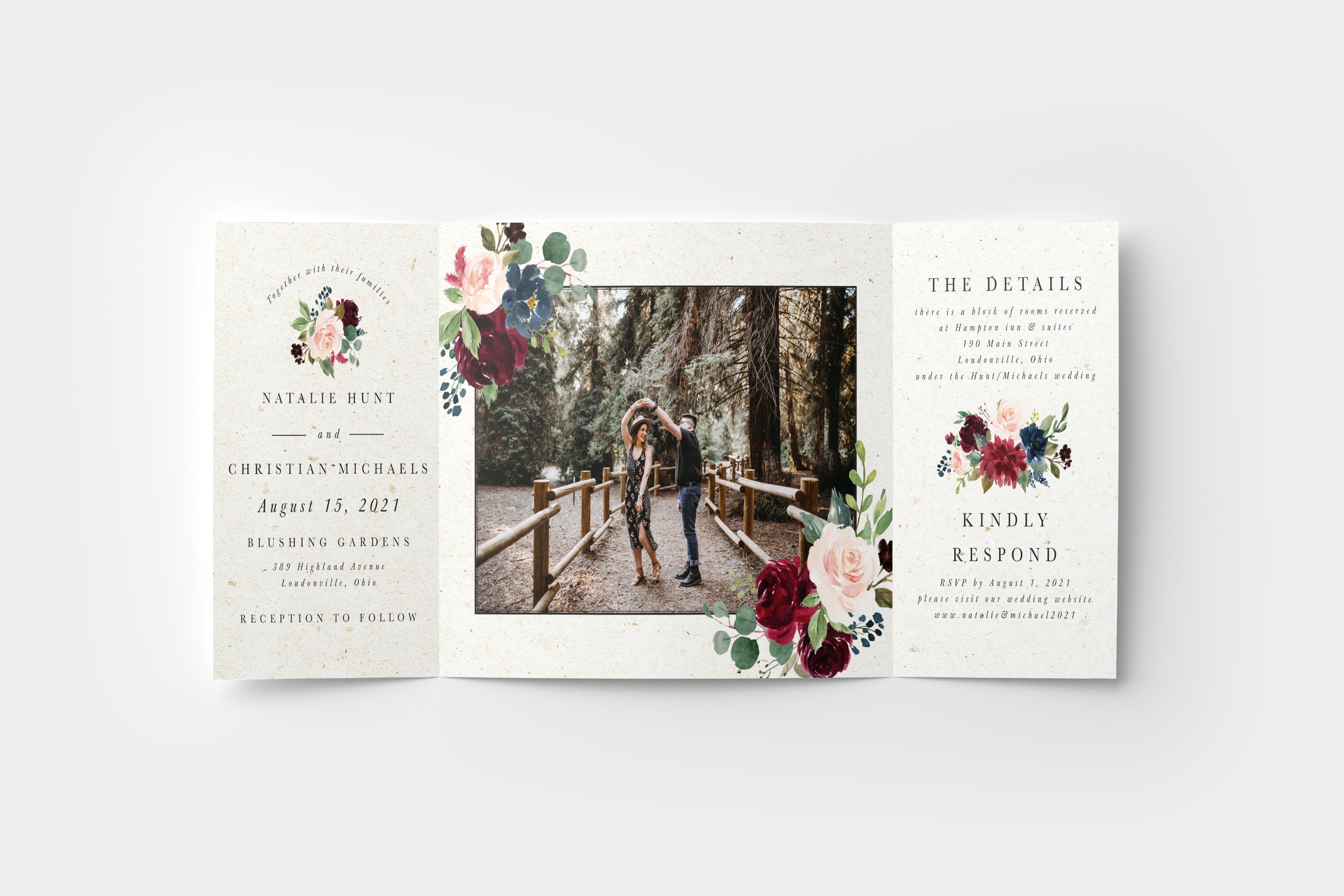 Gate Fold Wedding Invitation, Folded Wedding Invitation, Unique Wedding ...