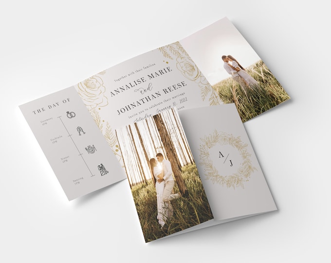 Gate Fold Wedding Invitation Folded Wedding Invitation - Etsy