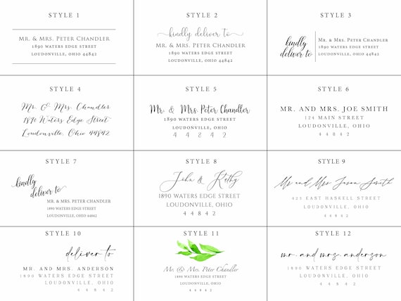 Envelope Addressing Styles Wedding Calligraphy Style Options By Moon