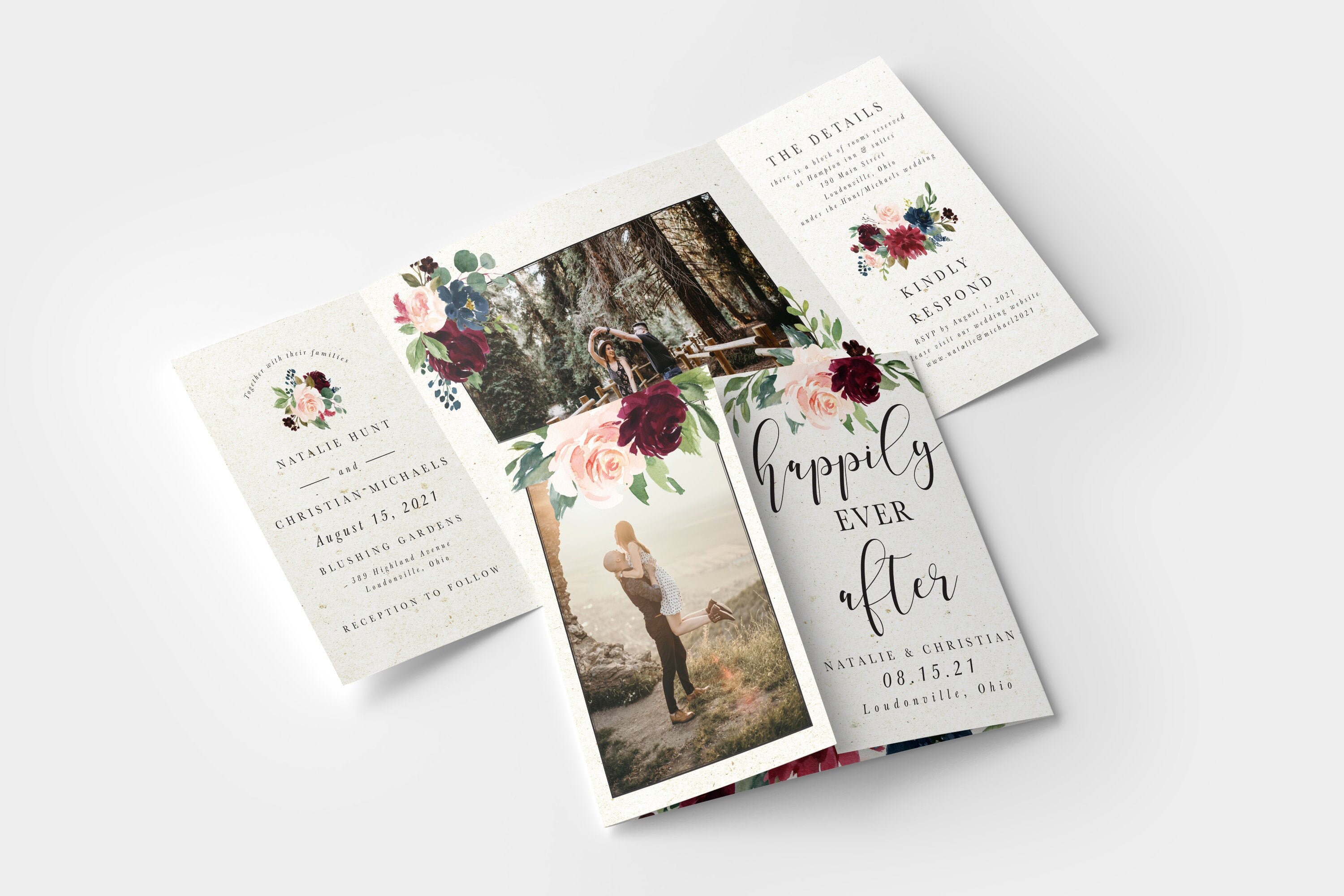 Gate Fold Wedding Invitation, Folded Wedding Invitation, Unique Wedding ...