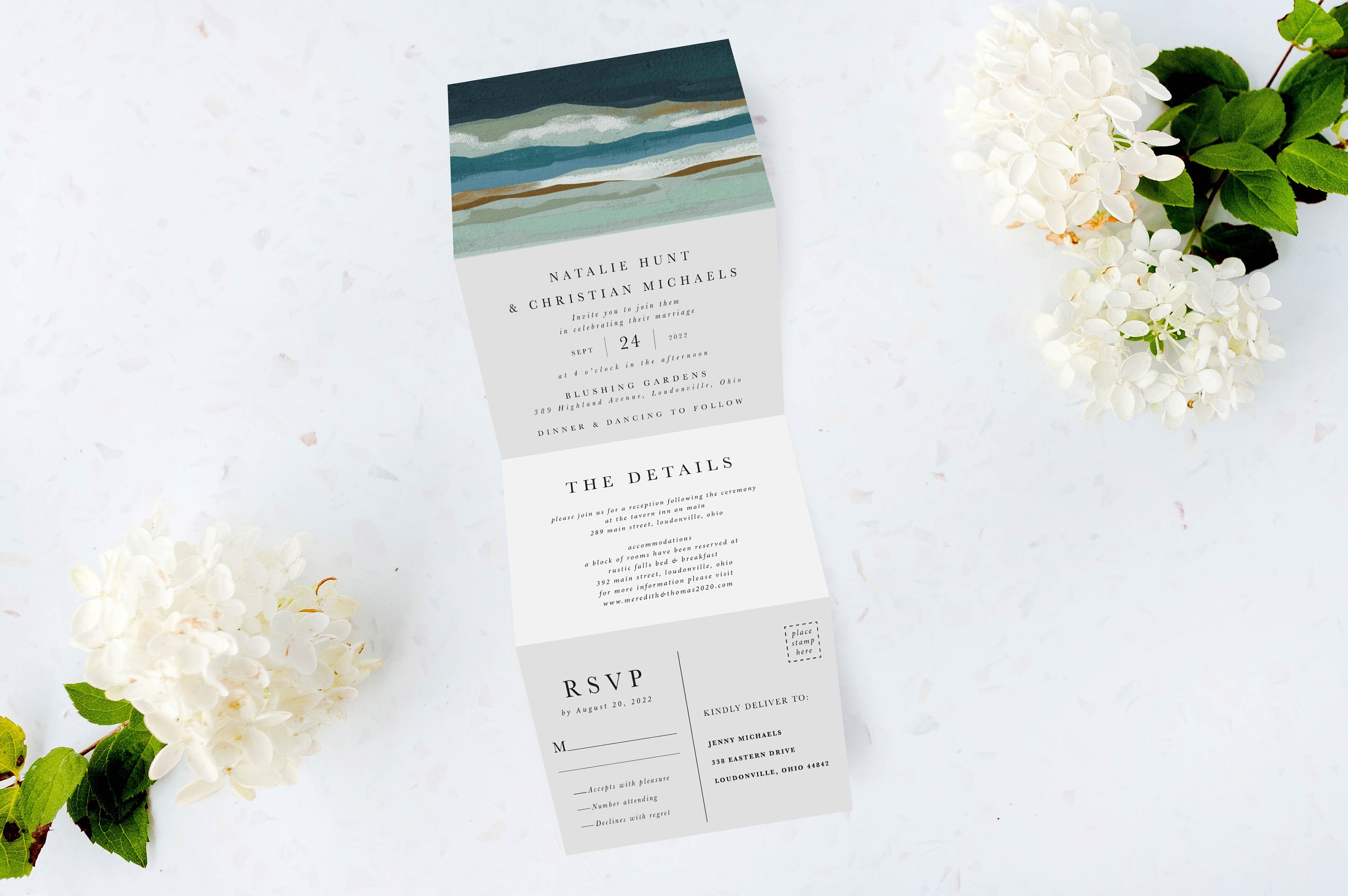 Tri Folding Wedding Invitation Tri Fold Invite Minimal | Etsy