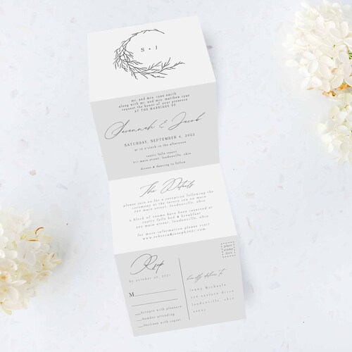 Tri Folding Wedding Invitation Tri Fold Invite Minimal - Etsy