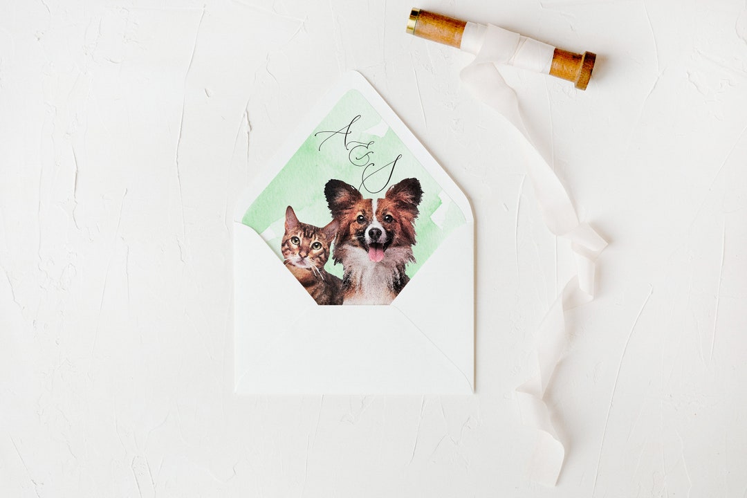 Pet Photo, Watercolor Pet, Envelope Liner, Pack of 25, A7 Envelope ...
