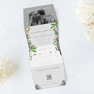 Tri Folding Wedding Invitation, Tri Fold Invite, Desert, Tropical ...
