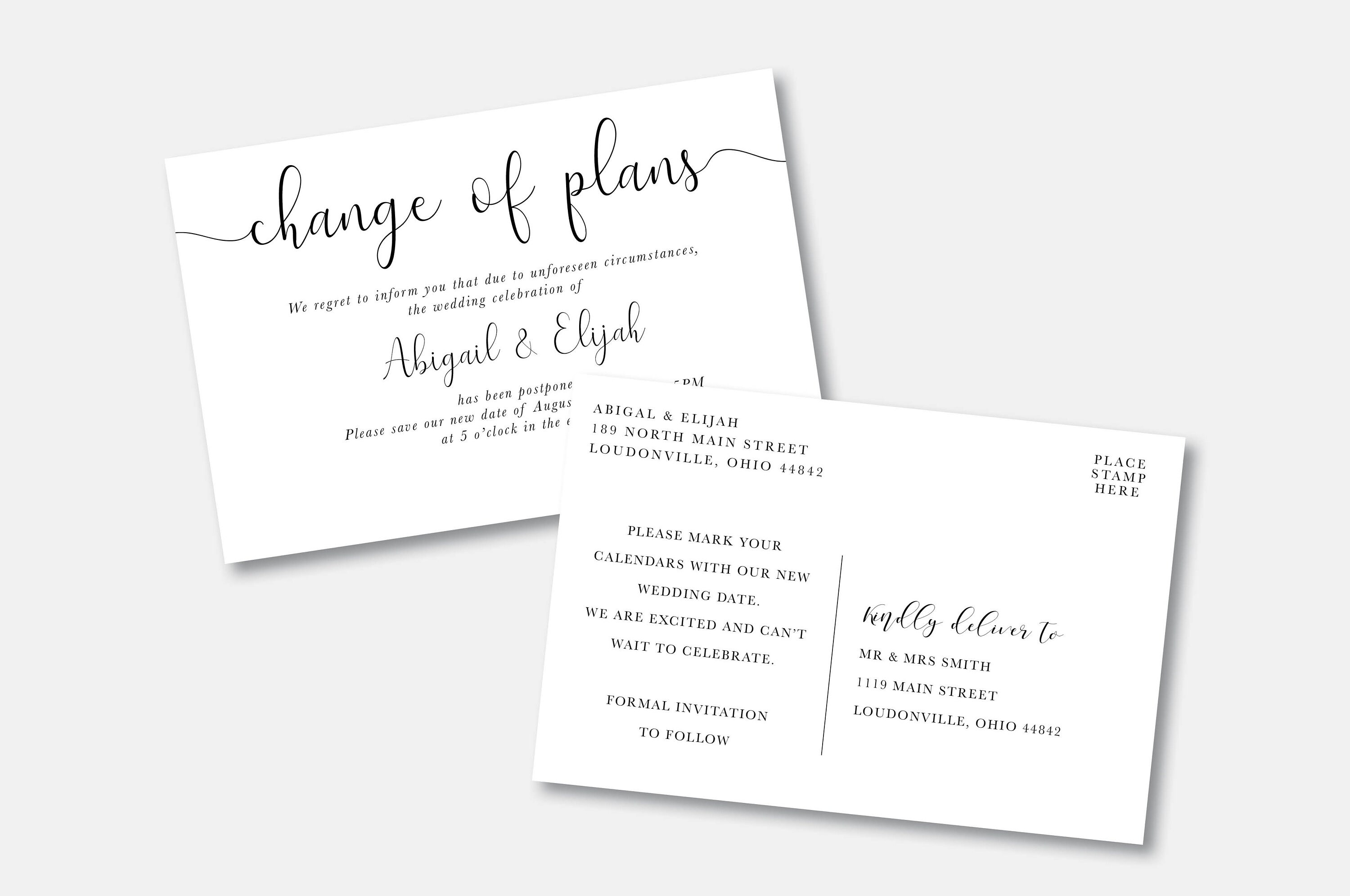 Change of wedding venue card | Beachweddingtips.com