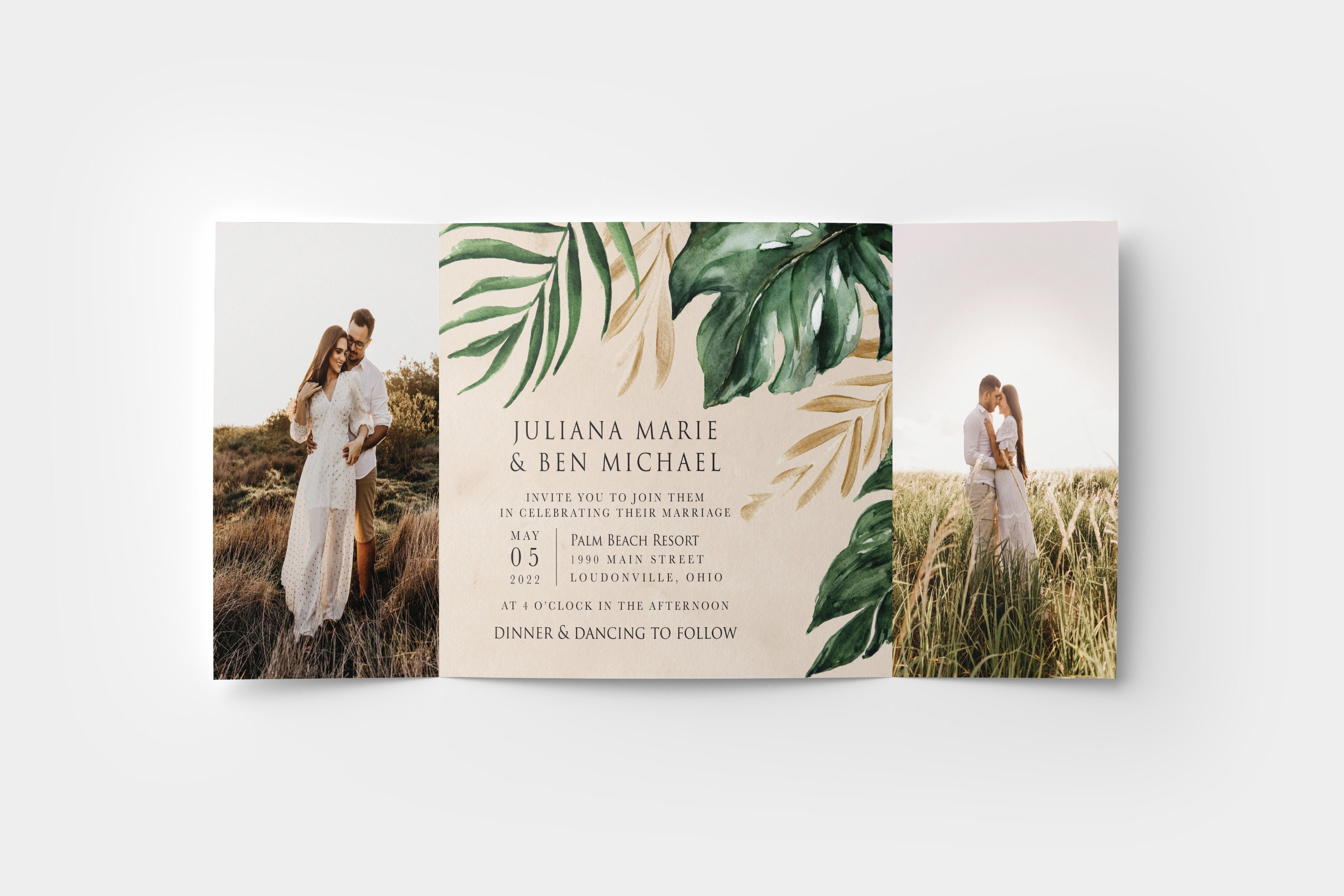 Gate Fold Wedding Invitation, Folded Wedding Invitation, Unique Wedding ...