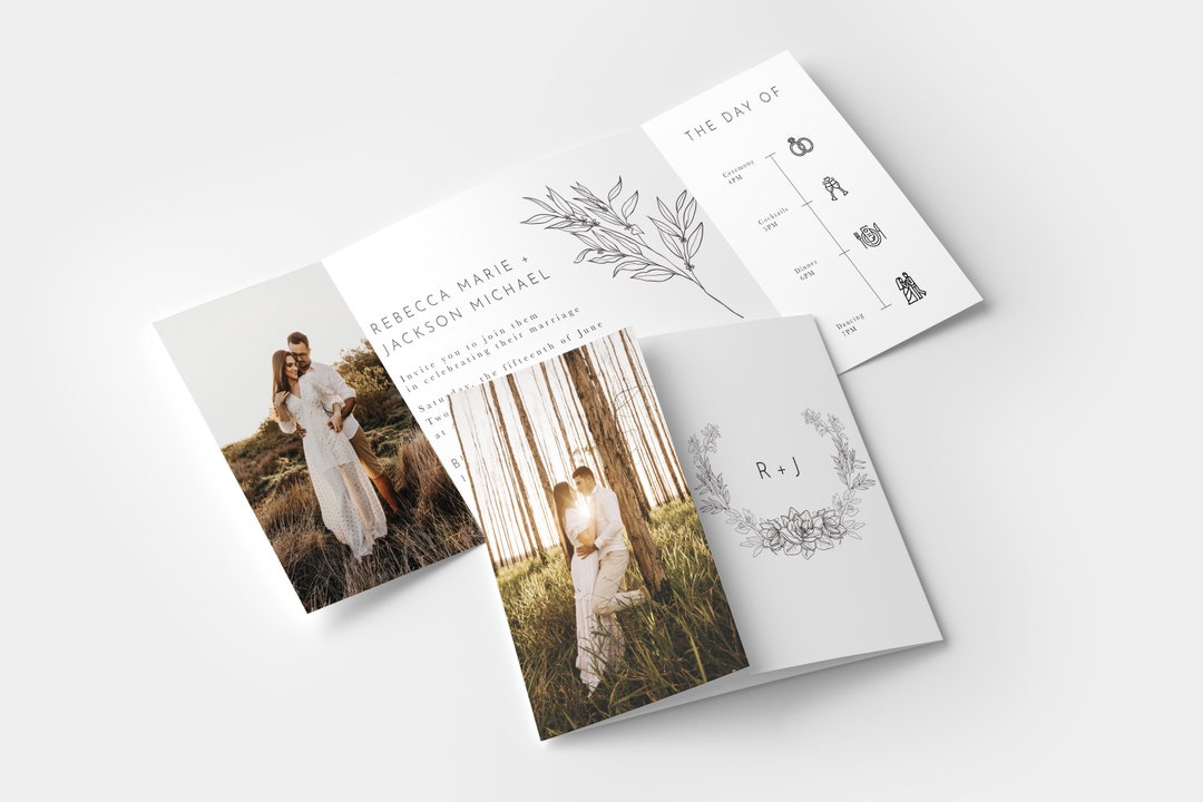 Gate Fold Wedding Invitation, Folded Wedding Invitation, Unique Wedding ...