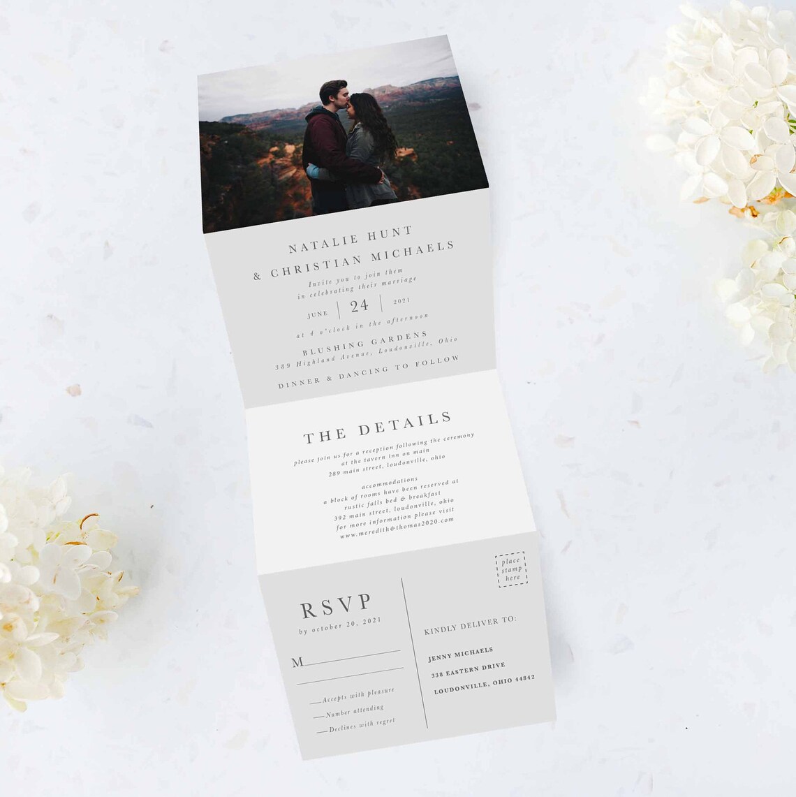 Tri Folding Wedding Invitation Tri Fold Invite Minimal - Etsy