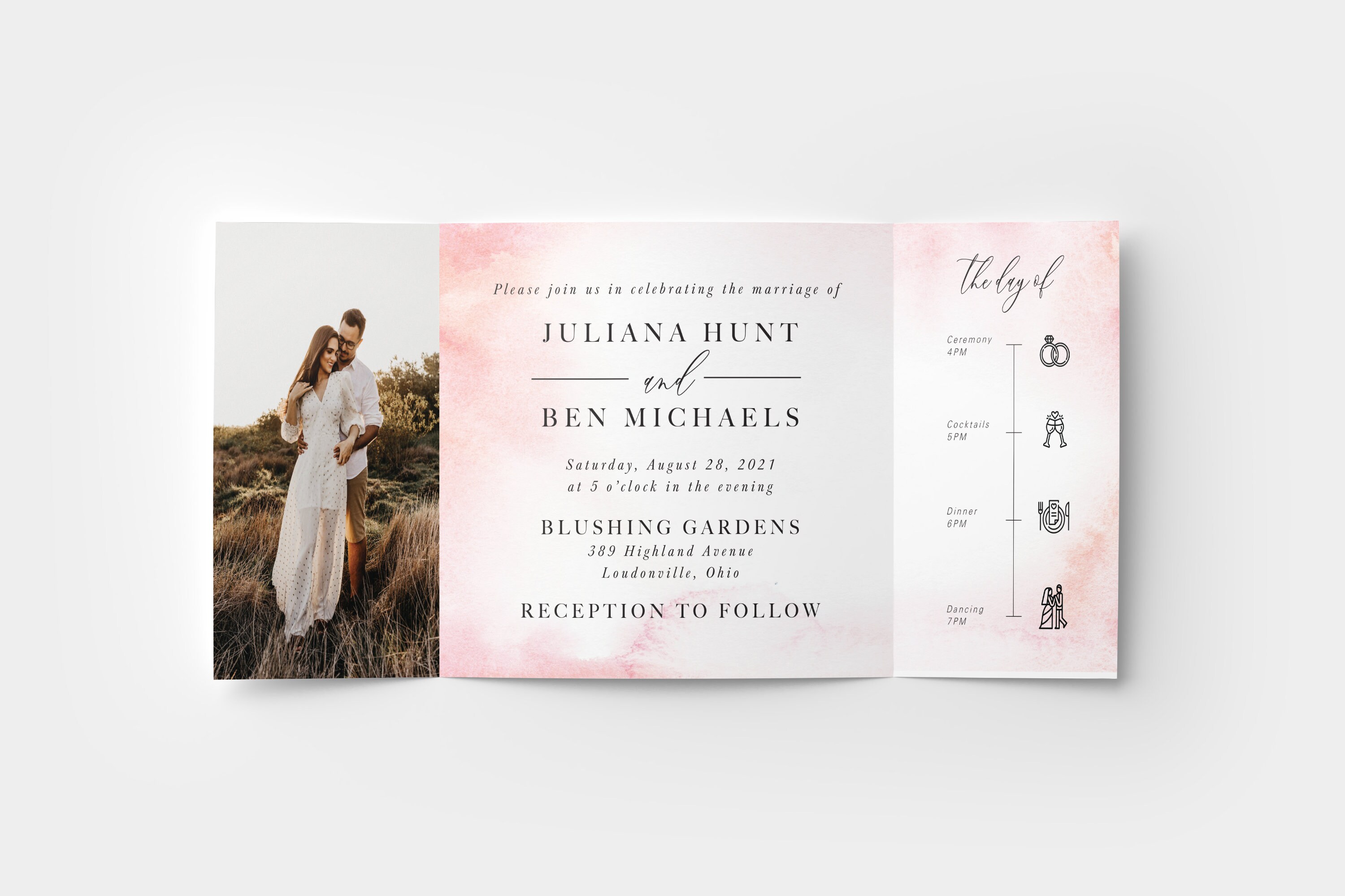 Gate Fold Wedding Invitation Folded Wedding Invitation | Etsy