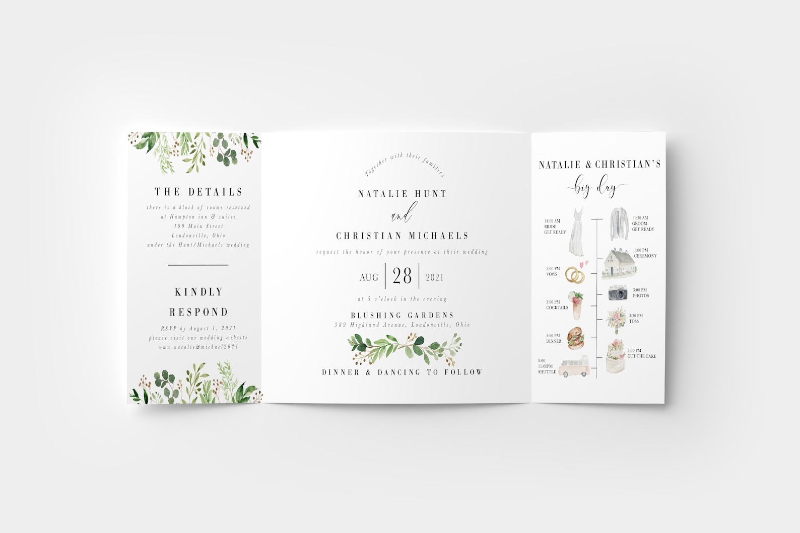 Gate Fold Wedding Invitation Folded Wedding Invitation | Etsy