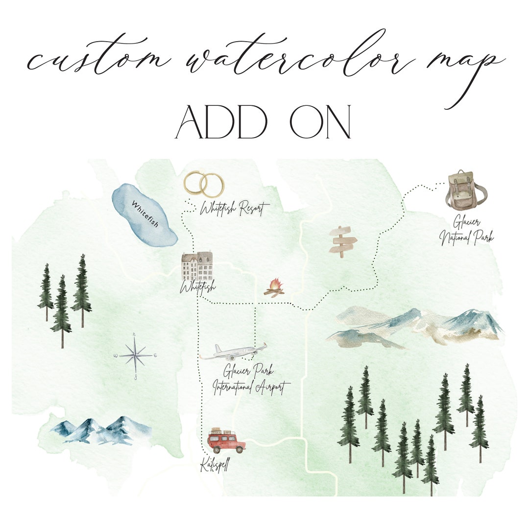 Custom Watercolor Map | Add on Service - Etsy