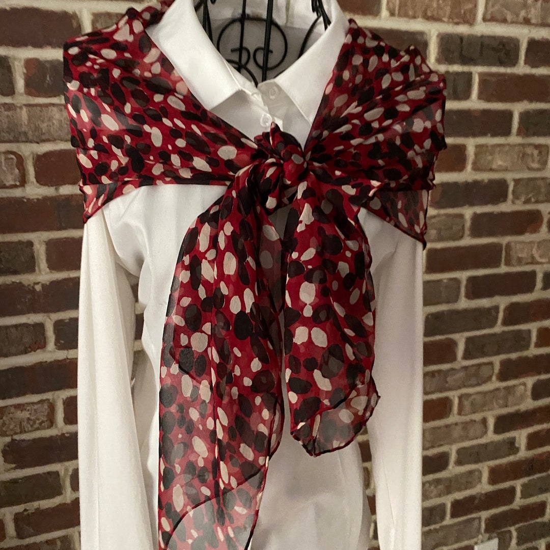Vintage Red Polka Dot Silk Scarf, Sheer Preppy Neck Scarf - Etsy