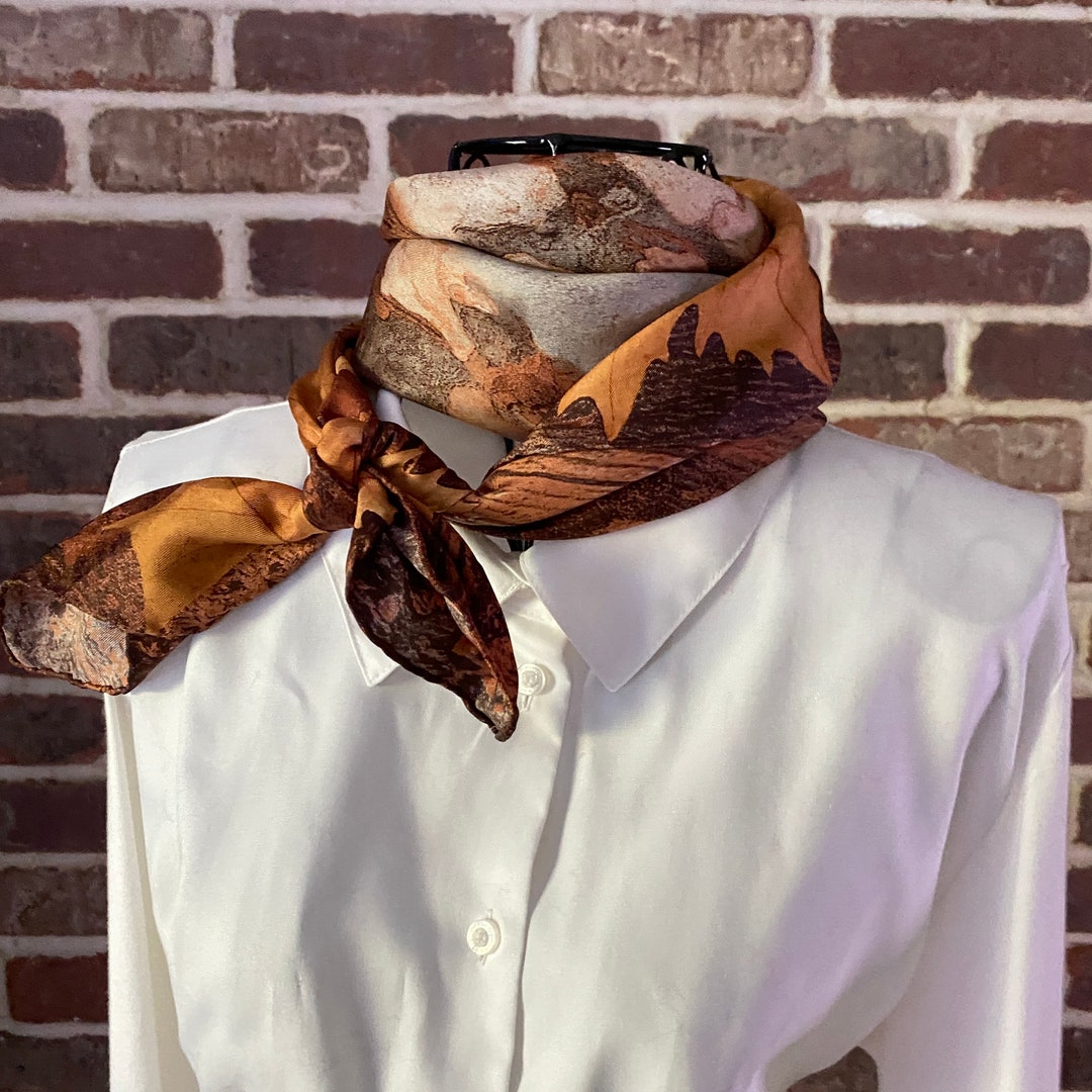 Vintage Escada Silk Scarf: Fall Foliage Design, 80s Style - Etsy
