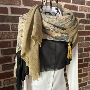 Upcycled Silk Scarf: Handmade Dystopian Wearable Art With Gold Tassel ...