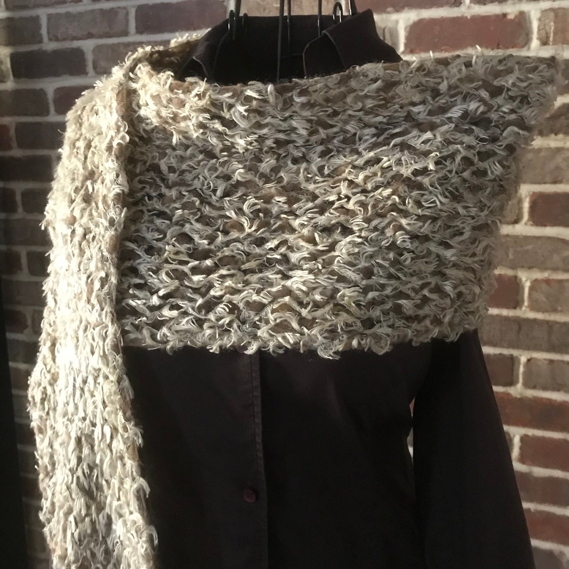Open Weave Faux Fur Boa Scarf Long Interweaved Knit Scarf - Etsy