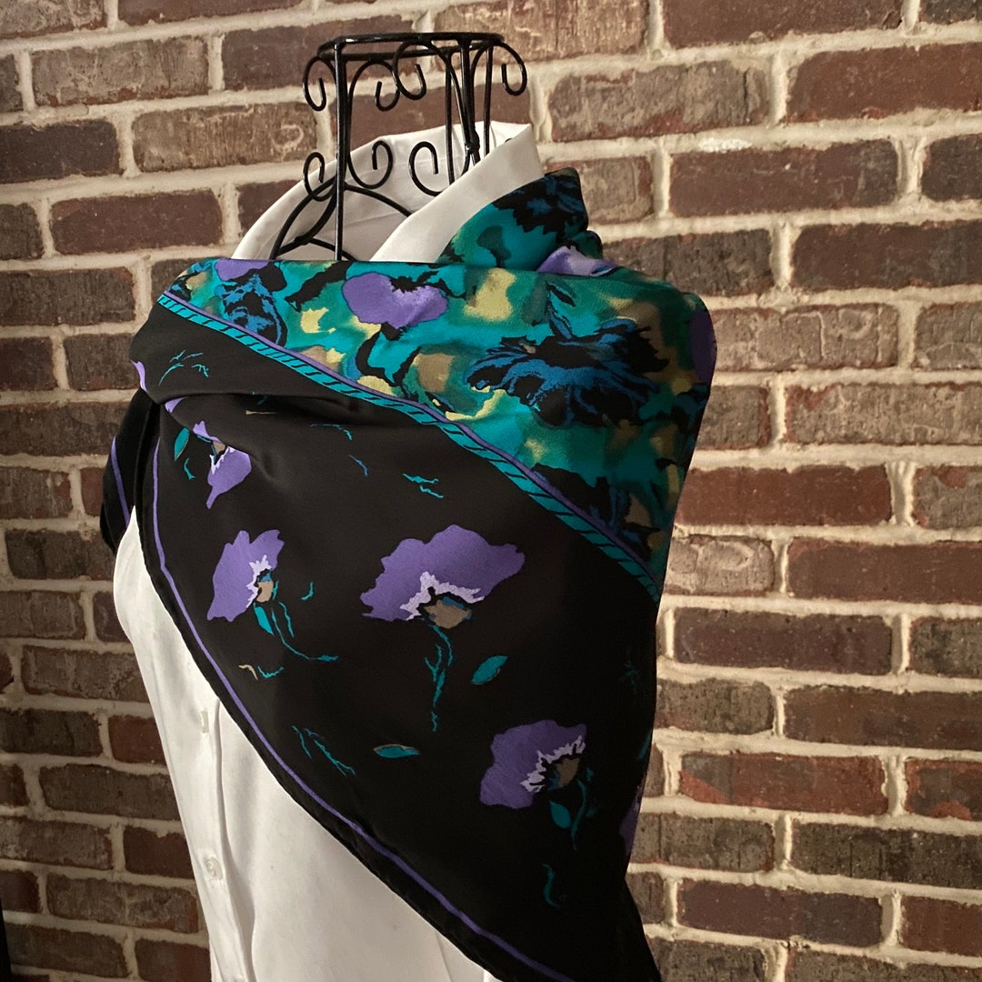 Vintage Georigou Scarf Floral Print, Maximalist Design With Snowpea ...