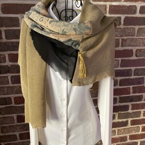 Upcycled Silk Scarf: Handmade Dystopian Wearable Art With Gold Tassel ...