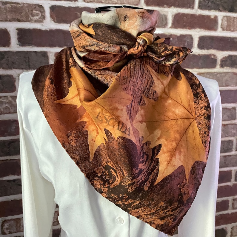 Vintage Escada Silk Scarf: Fall Foliage Design, 80s Style - Etsy