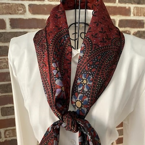 Vintage Echo Silk Scarf, Italian Style Silk Oblong Scarf With Floral ...