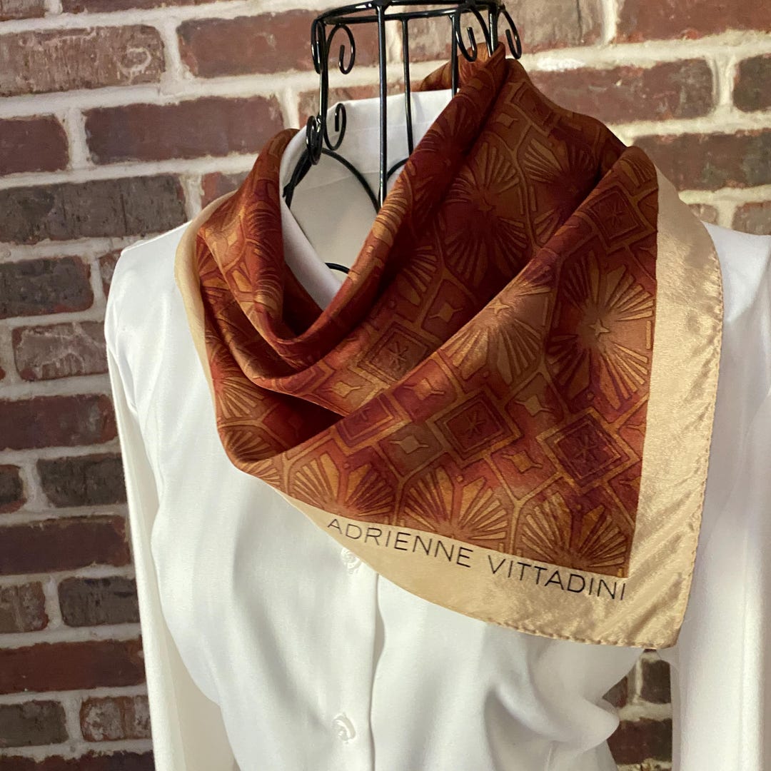 Vintage Fire Star Scarf Italian Design by Adrienne Vittadini, Scorch ...