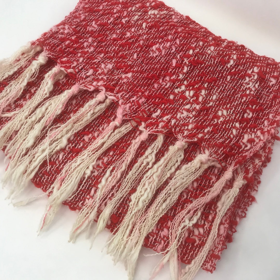 Vintage Red Open Weave Scarf, Boho Scarf, Rustic Style Scarf, Hobo ...
