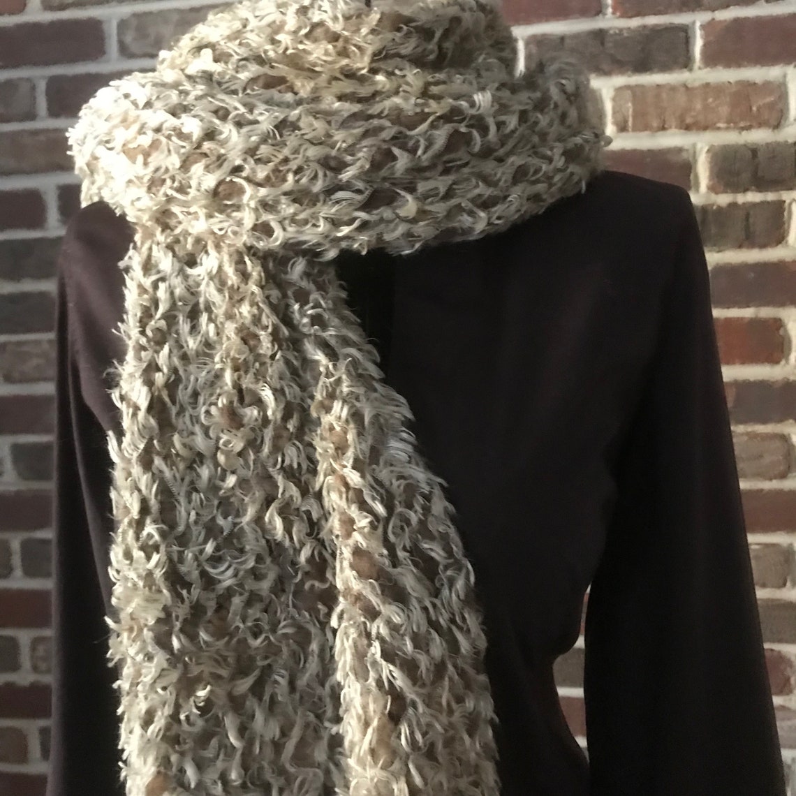 Open Weave Faux Fur Boa Scarf Long Interweaved Knit Scarf - Etsy