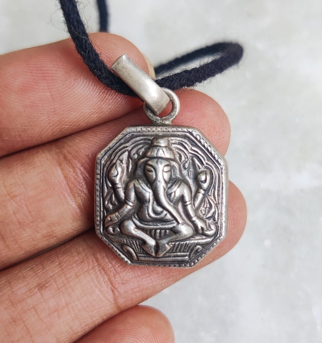 Pendant Ganesha Medallion Silver Handmade Ganesha Sterling Silver ...