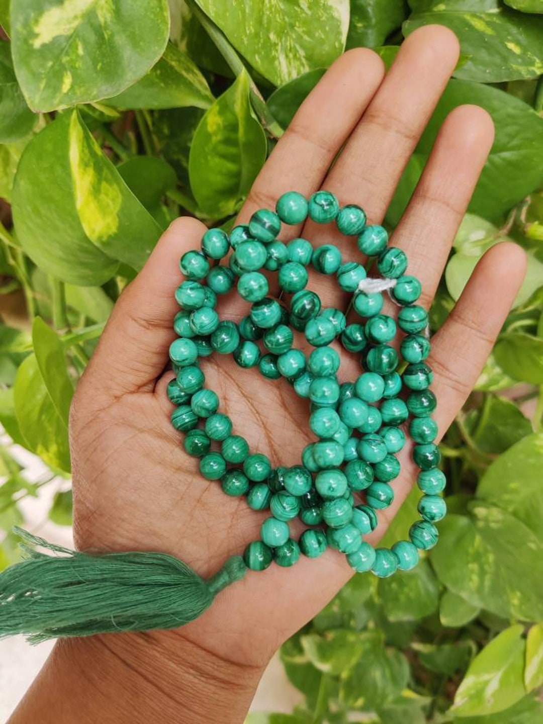 Handmade Malachite Stone Necklace Japa Mala Stone Mala 108 - Etsy