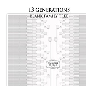 50x54 Blank 13 Generations Family Tree Printable Digital File, Royal ...