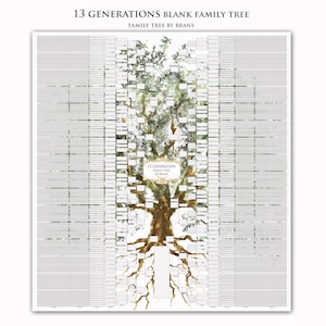 Large 13 Generations Family Tree Printable Wall Hanging Housewarming ...