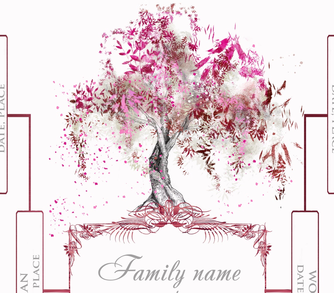 Family Tree Template 5 Generations Violet Family Tree Wall - Etsy
