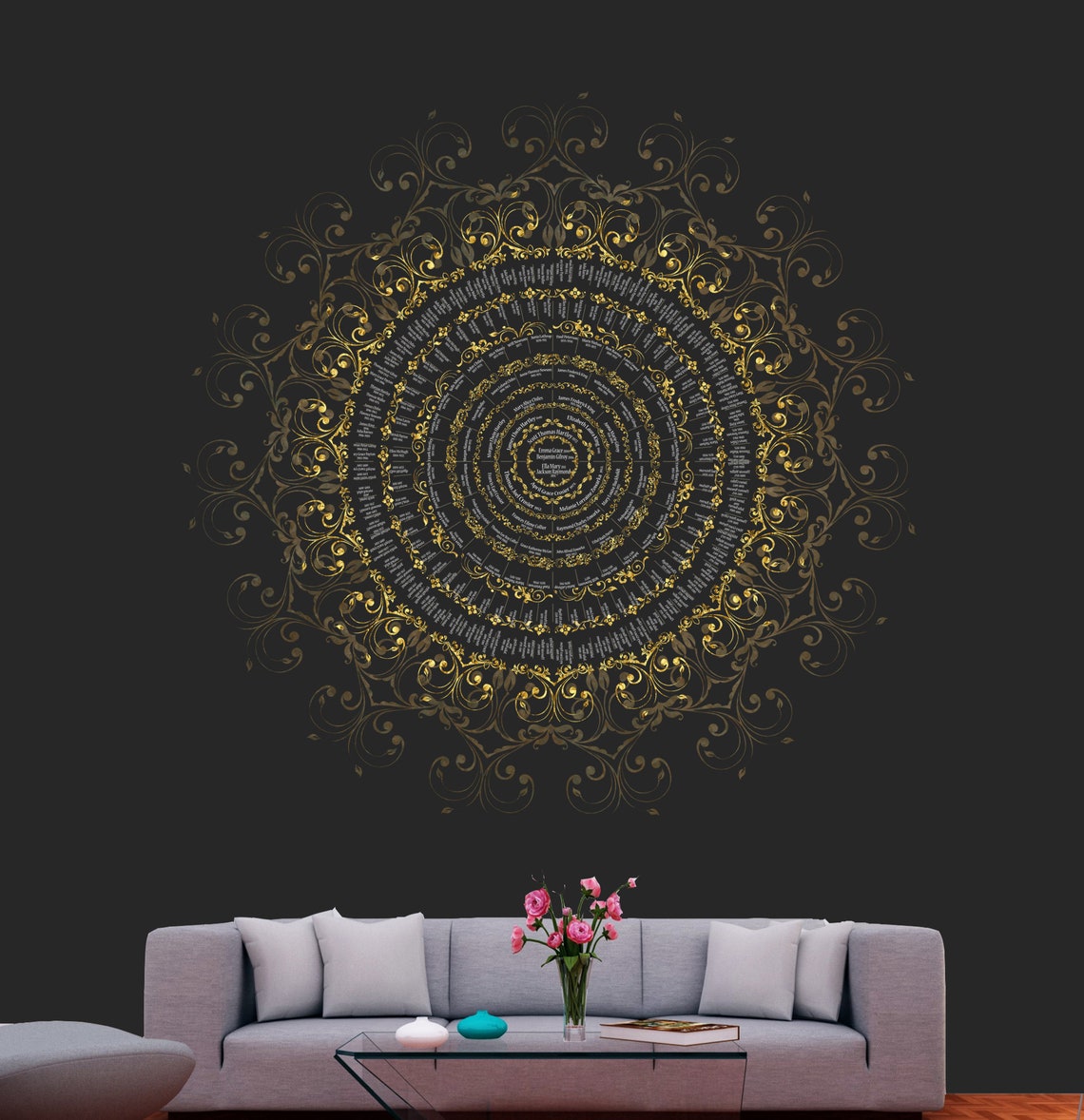 Family Tree Chart Royal Gold 8 Generations Ornament Ancestry | Etsy