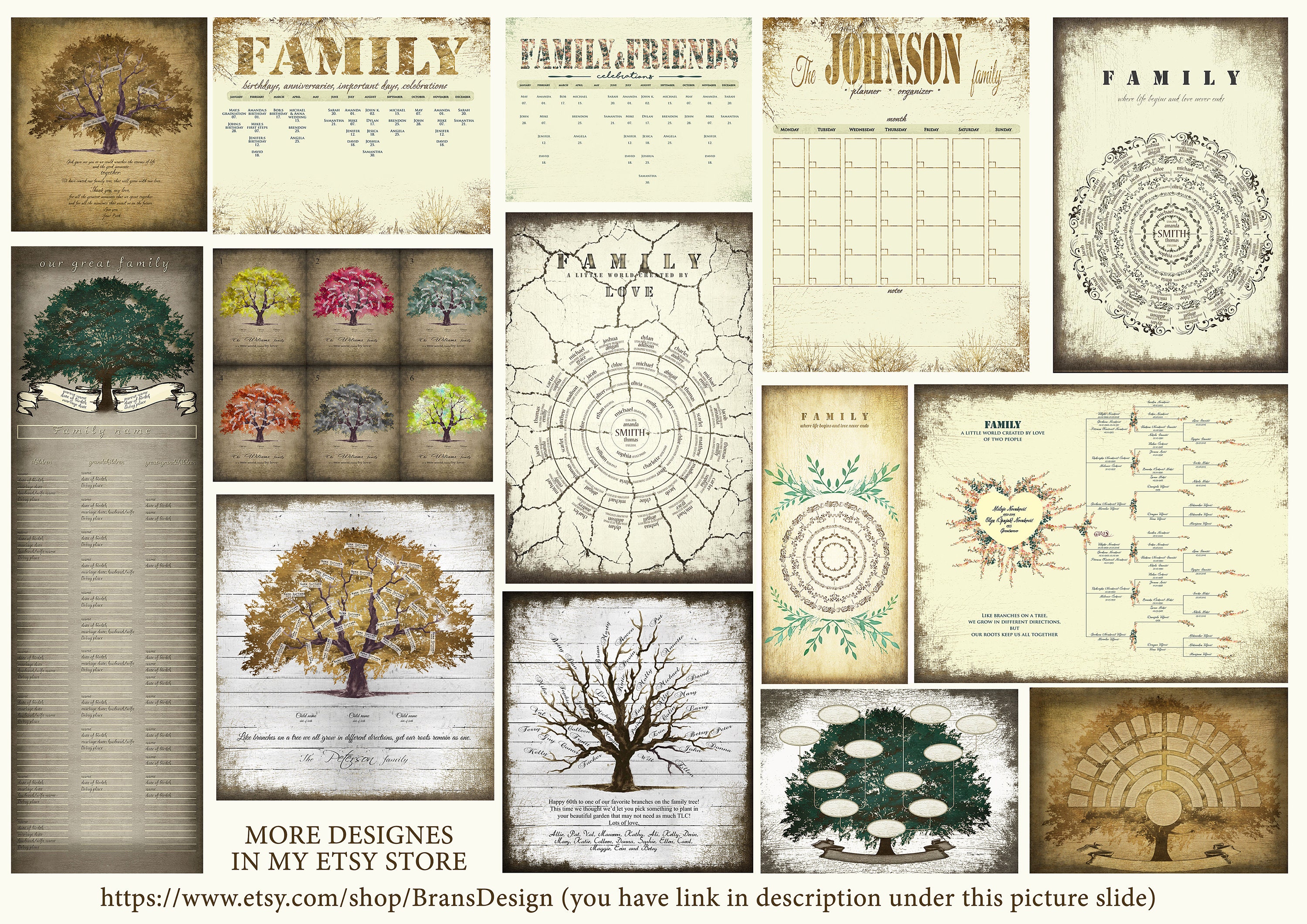 Ancestry Family Tree Chart Template 20/14 Inch Poster 5 | Etsy