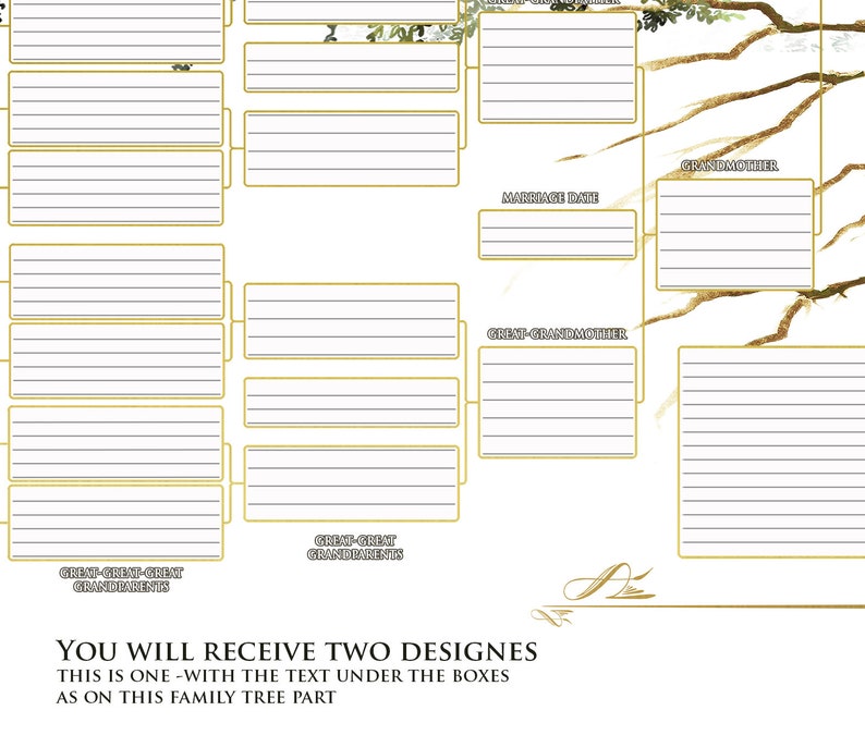Large 8-9 Generations Family Tree Printable Digital File | Etsy