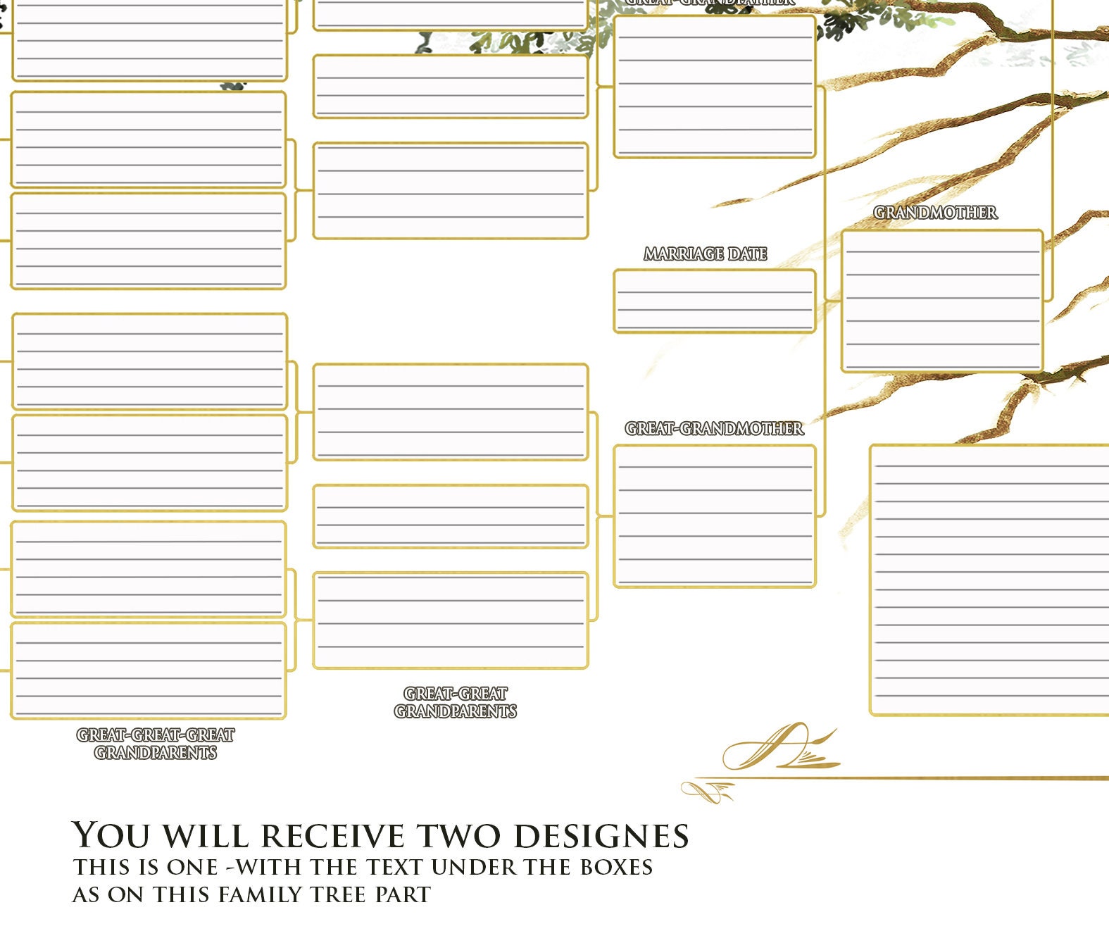 Large 8-9 generations family tree printable digital file | Etsy