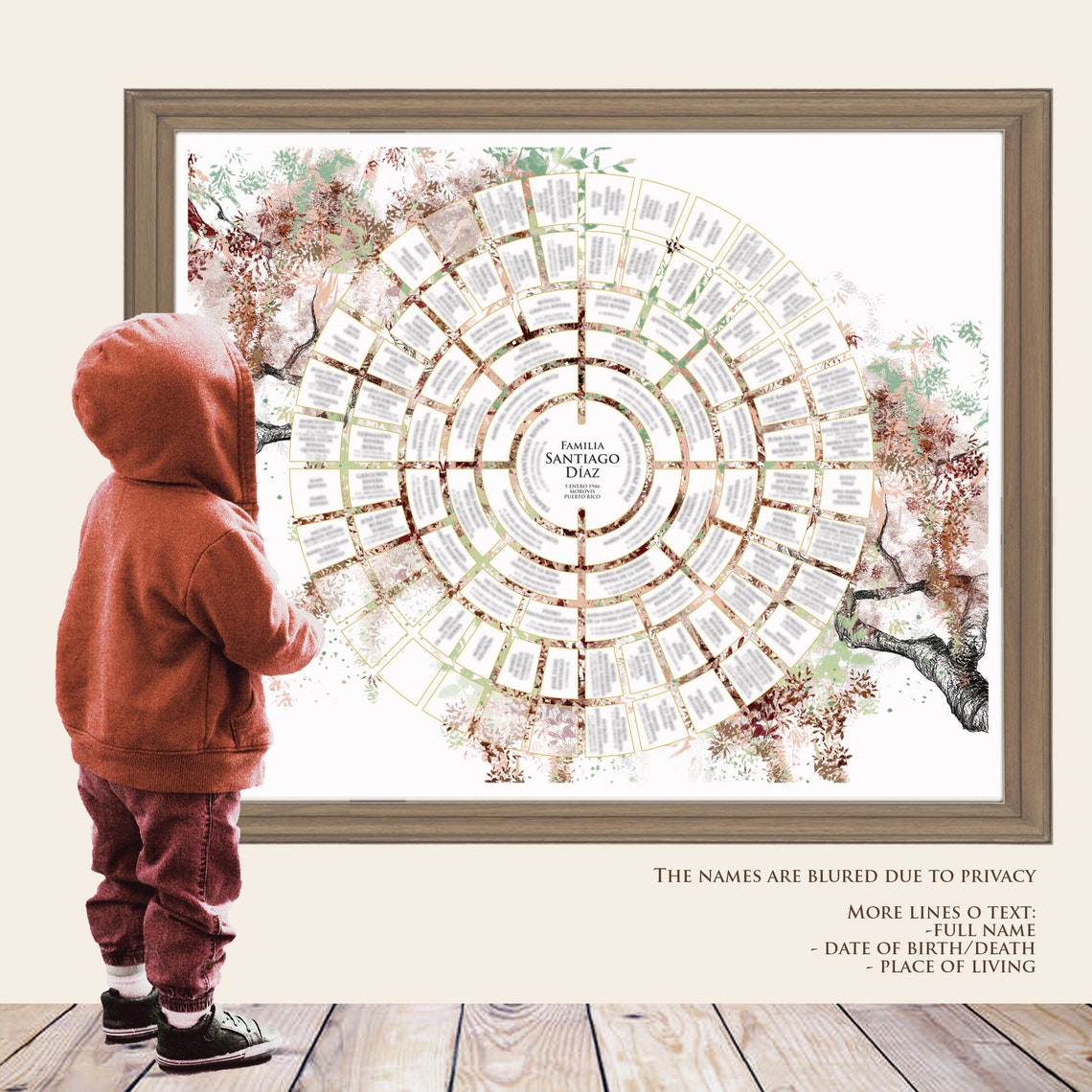 6 Generation Family Tree. Round Family Tree Template. | Etsy