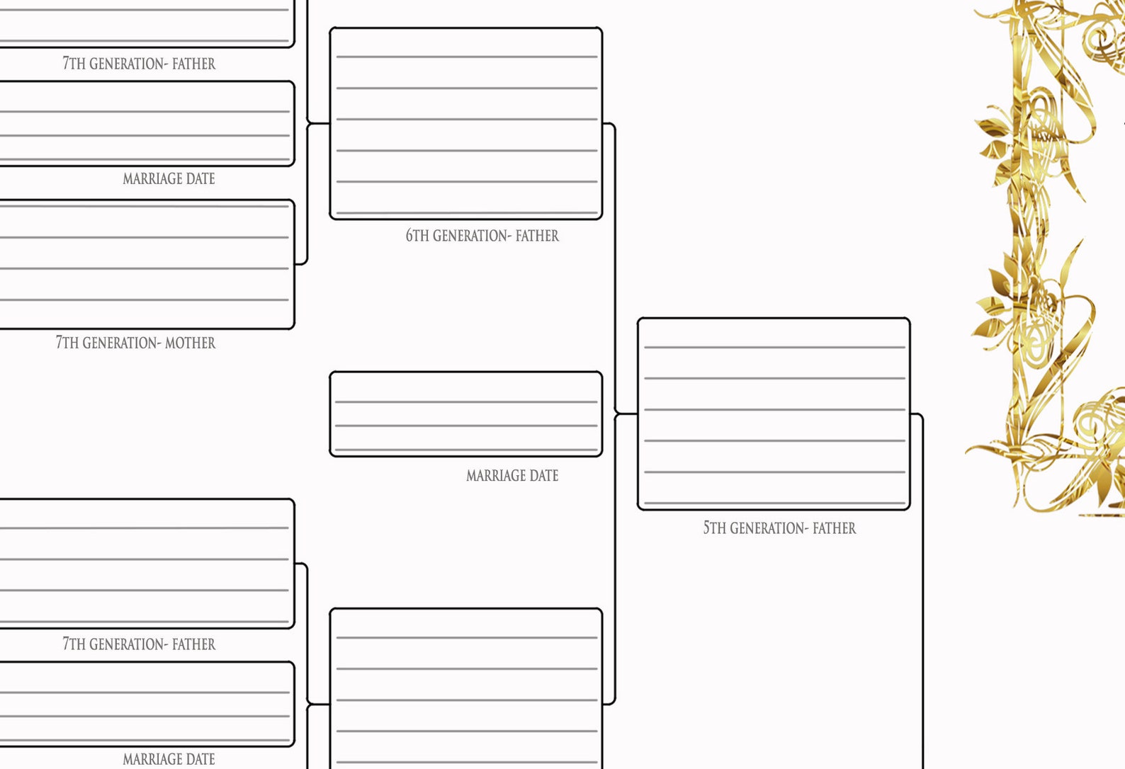 10 Generations Family Tree Printable Instant Download. Royal Gold ...
