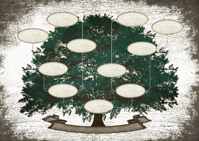 Green Family Tree Blank Chart 20/14 Inch Poster Vintage - Etsy