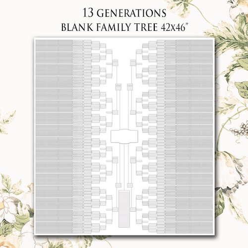50x54 Blank 13 Generations Family Tree Printable Digital - Etsy