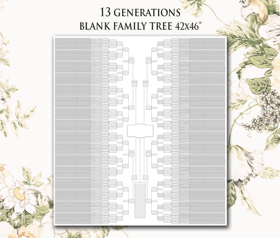 Large 13 Generations Family Tree Printable Digital File Royal - Etsy