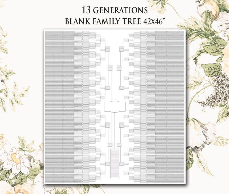 Large 13 Generations Family Tree Printable Digital File Royal - Etsy