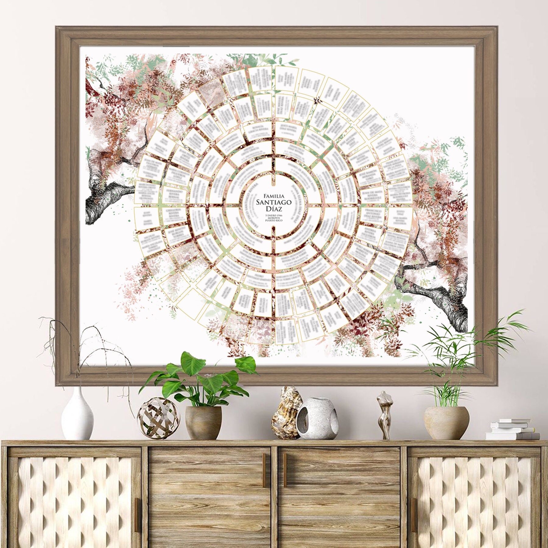 6 Generation Family Tree. Round Family Tree Template. | Etsy