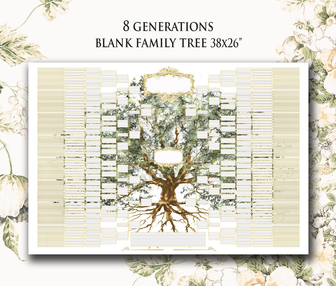 Large 8-9 Generations Family Tree Printable Digital File 38x26, Royal ...