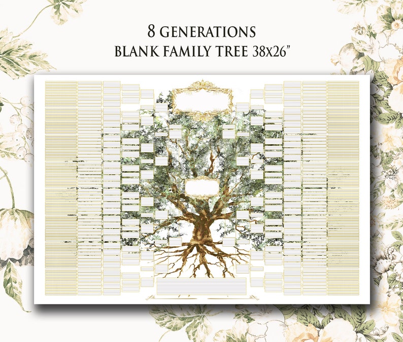 Large 8-9 Generations Family Tree Printable Digital File | Etsy