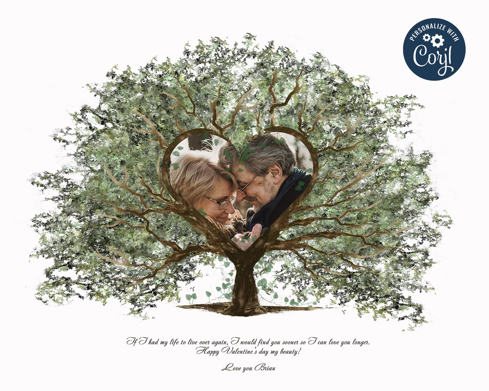 Valentine's Gift for Her Family Tree With Photo, Great Anniversary Gift ...